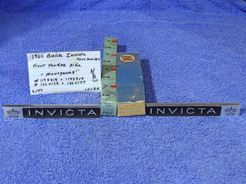 1960 Buick Invicta Front Fender Chrome Emblem Monograms NOS | Classic ...