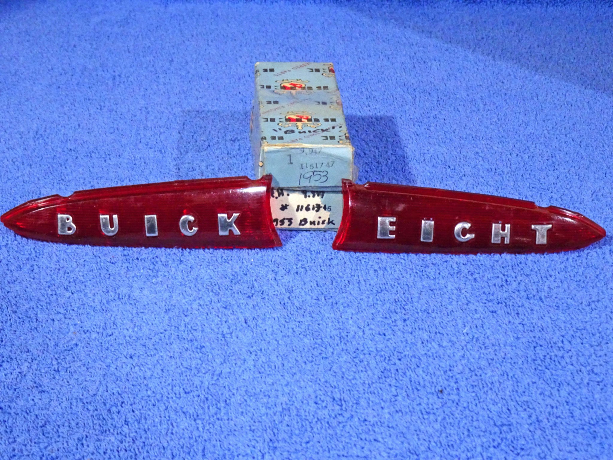 1953 Buick “BUICK” “EIGHT” Trunk Lid Emblem Inserts NOS | Classic NOS Parts