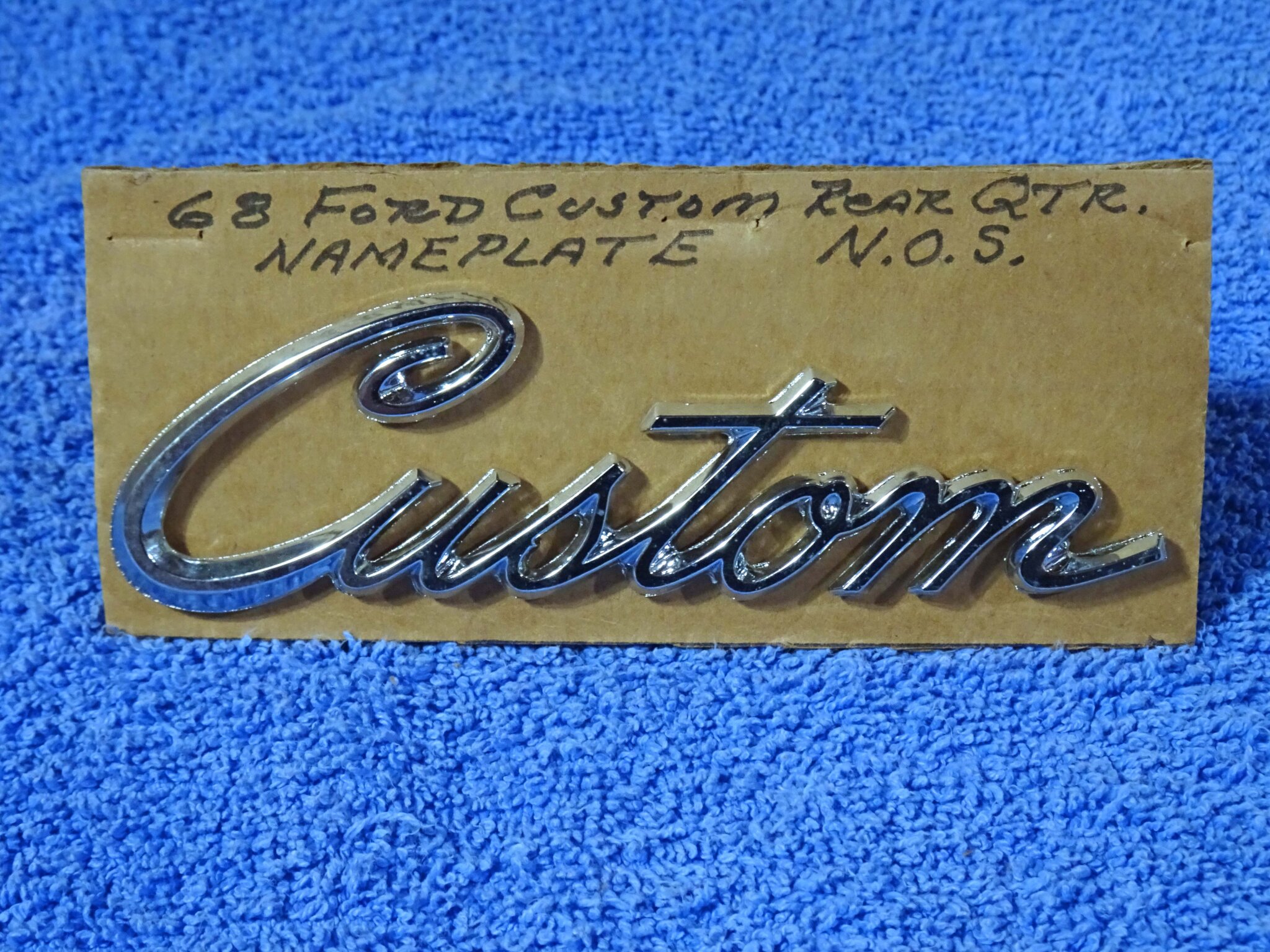 1968 Ford Custom Custom 500 Rear Quarter Chrome Script Nameplate Emblem ...