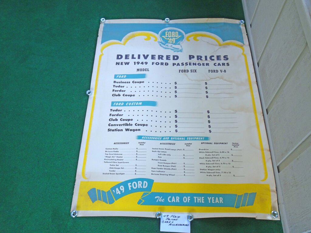 1949 Ford Passenger Dealership Window Poster NOS | Classic NOS Parts
