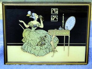 1930 1931 1932 1933 1934 1935 1936 1937 1938 1939 Wall Mount Silhouette Reverse Painted Glass ...