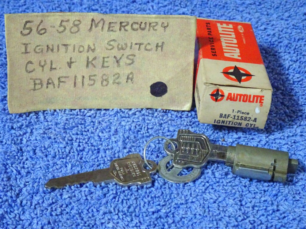 1956 1957 1958 Mercury AUTOLITE Ignition Switch Cylinder & Keys NOS ...