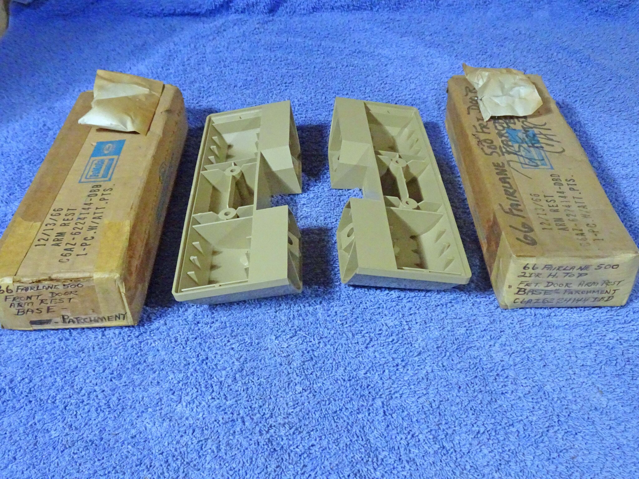 1966 Ford Fairlane 500 2 Door Hardtop Front Door Arm Rest Bases NOS ...
