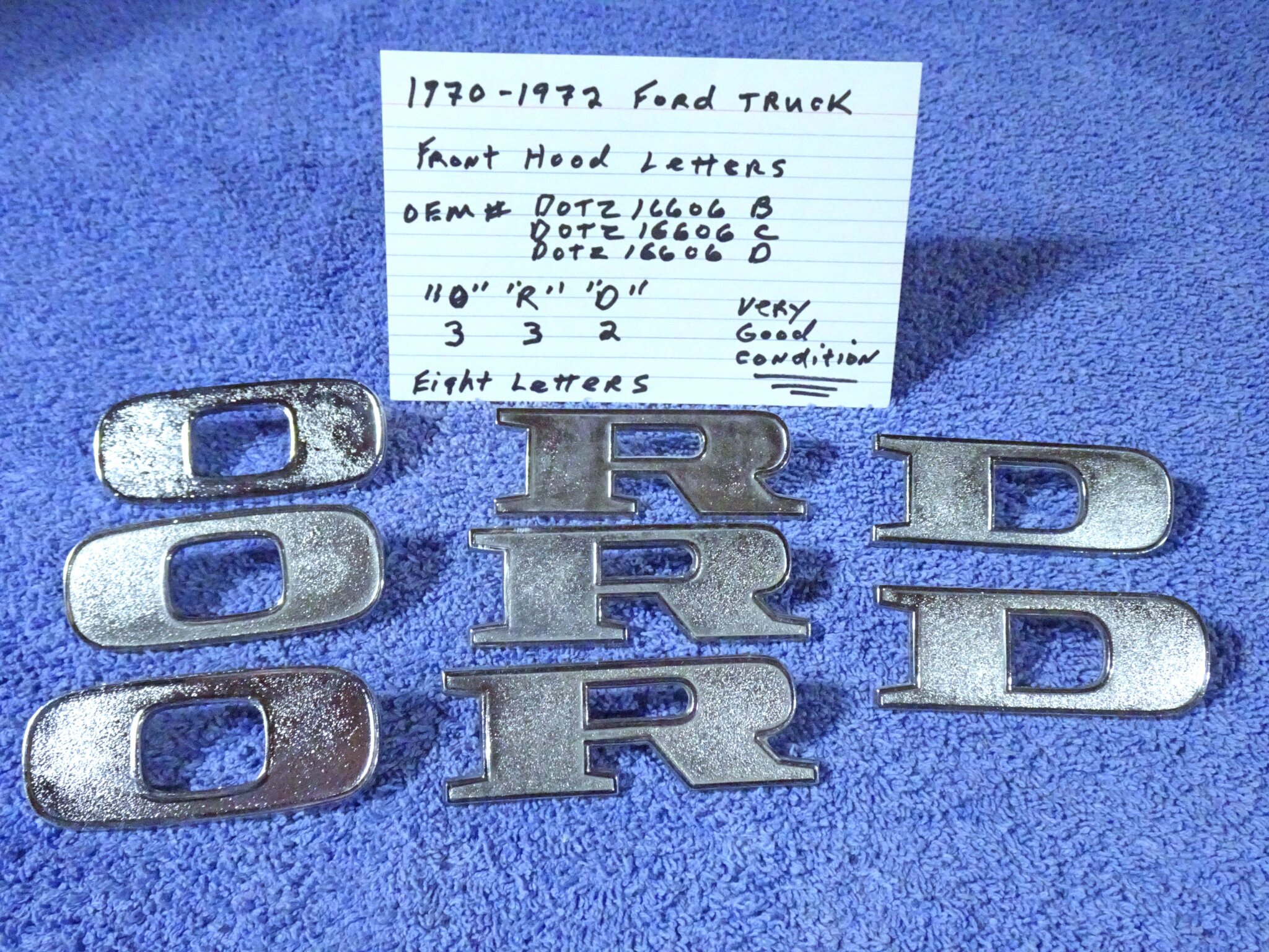 1970 1971 1972 Ford Truck Front Hood Emblem Chrome Letters Nice ...